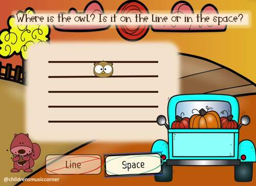 Fall - Line Notes & Space Notes Digital Task Cards on Boom Cards™