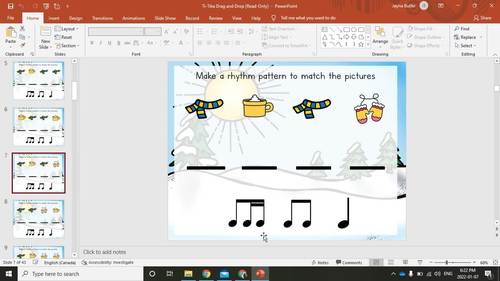 Winter Digital Rhythm Task Cards// Drag and Drop Activity for Ti-Tika