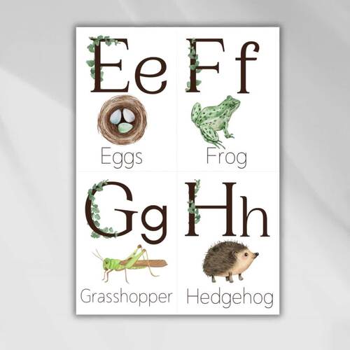 Woodland Alphabet Flashcards, nature themed for forest school learning ...