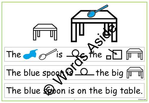 Sentence Building Visual Support Task Cards Center by Words Aside