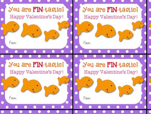 Goldfish Valentine's Day Gift Tag- You are FIN-tastic! Happy Valentine ...
