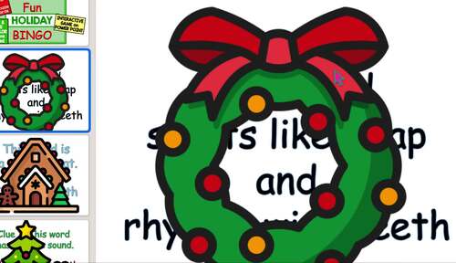 Christmas Holiday Reading/Phonics Interactive Bingo Game by Gibby Teaches