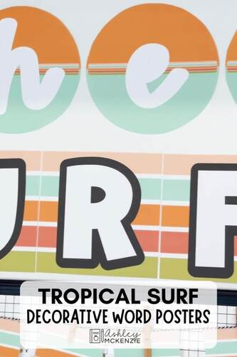 Tropical Surf Classroom Decor | Decorative Word Posters - Editable!