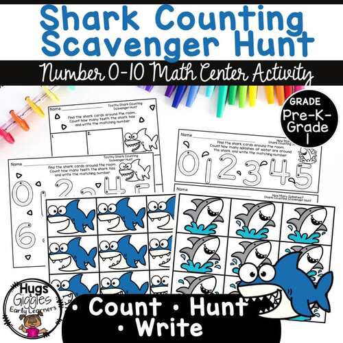 Shark Counting Scavenger Hunt Bundle | Numbers 0–10 Number Sense Games