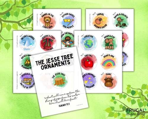 Jesse Tree Ornaments & Coloring Pages Set, The Jesse Tree Advent for Kids