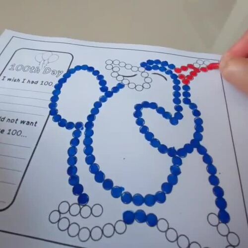 100th Day of School Crafts: Writing and Paint the Dots Activities