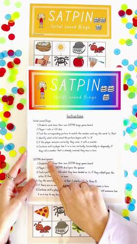 Initial sound bingo for SATPIN phonics - beginning sound letter ...
