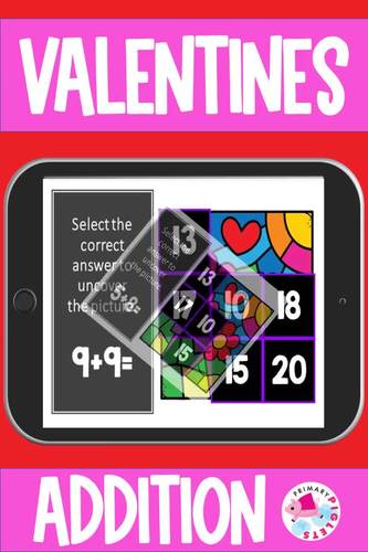 VALENTINE'S DAY MATH BOOM CARDS - ADDITION TO 20 by Primary Piglets
