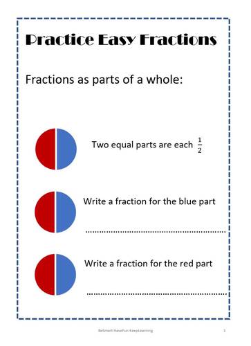Fractions Worksheets for 2nd and 3rd Grade - Practice Halves / Thirds ...