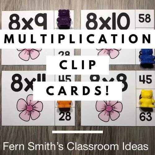 Multiplication Clip Cards Dollar Deal by Fern Smith's Classroom Ideas