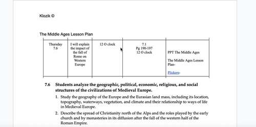 Middle Ages 1-Day Lesson | Editable PPT, Lesson Plan & Plickers Exit Ticket