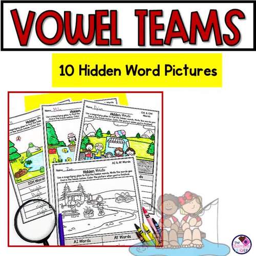 Vowel Team Review I Spy Phonics Worksheets Long Vowel Practice Hidden ...