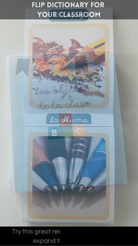 Flip Book Spanish Dictionary - Classroom Objects - Los objetos de clase