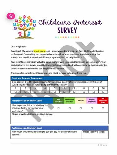 Survey Childcare Interest by Admin 4 You | TPT