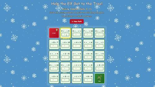 Help the Elf Get to the Tree! | Missing Addends 0-10 | Digital Math ...