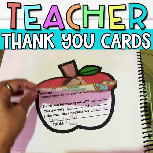 ESL Teacher's Day-Differentiated Apple Writing Craft Thank You Cards ...