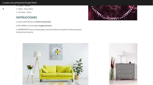 Spanish Digital Escape Room for the House and Chores Vocabulary by ...