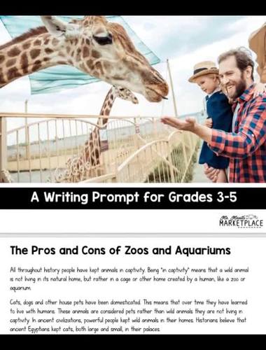 Persuasive/Opinion Writing Project: Animal Captivity (3rd-5th grades)