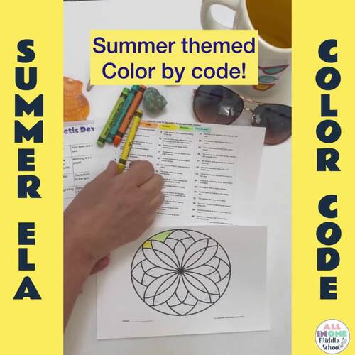Fun Summer ELA Activities | Color Code ELA Skills Practice | Middle School