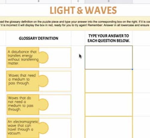 Light & Waves Self-Marking Quiz + Flashcards by The Animated Teacher