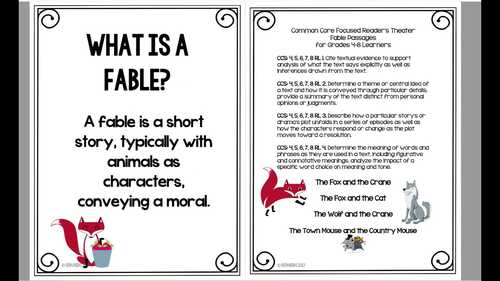 FABLES: Aesop's Fables Reader's Theater for Grades 4-8 Common Core Aligned