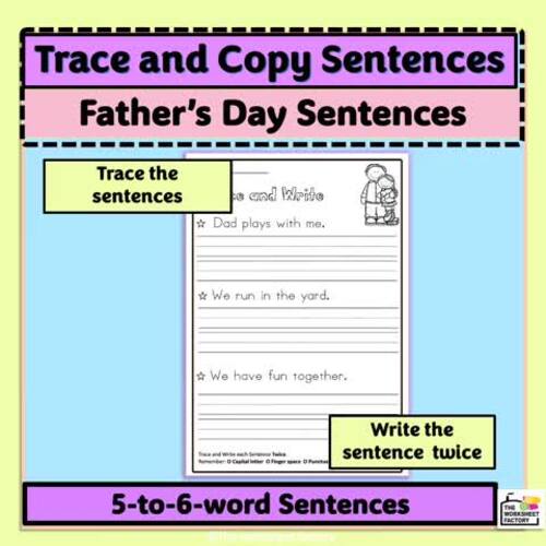 Father's Day Copy Sentences- Handwriting Practice | Trace and Write ...