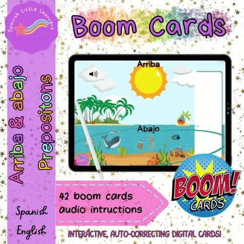 Prepositions - Up and Down Bilingual Boom Cards by Spanish Little Learners