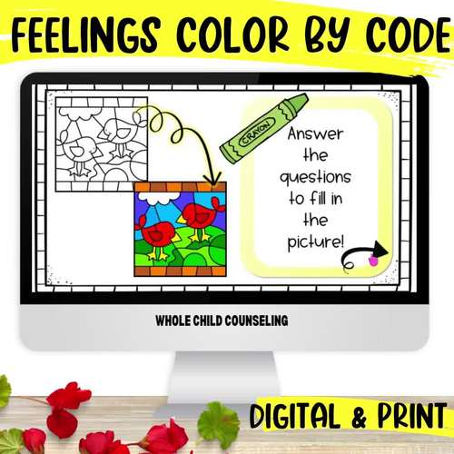 Color by Code Fall Naming Feelings Digital and Print Emotions Birds ...
