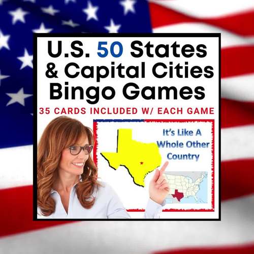 US 50 States & Capital Cities Bingo Games w/ 35 Bingo Cards SS Activity