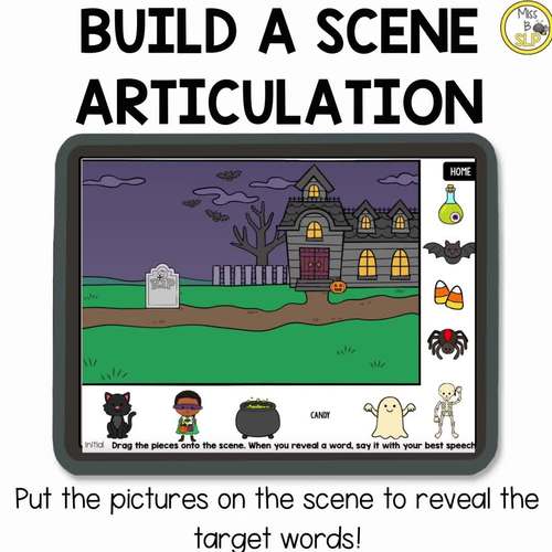 Halloween Articulation Build a Scene - Digital Boom Cards by Miss B SLP