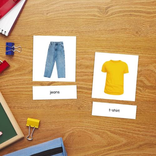 Clothing 3 Part Cards | Montessori Real Photo Vocabulary Flashcards | ESL