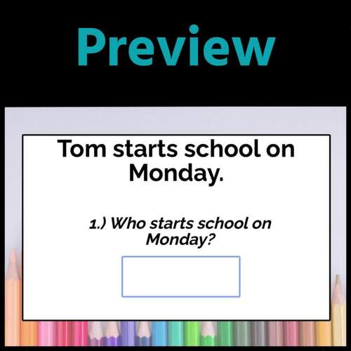 Back to School 1-sentence Reading Comprehension Stories-Boom™ Cards
