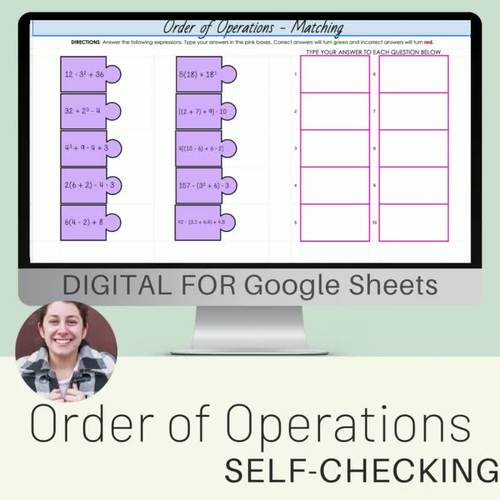 Order of Operations - Self-Checking Matching Game by Math with Ms Baron