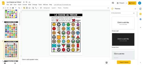 FRENCH GOOGLE SLIDES ACTIVITIES FOR EARLY FINISHERS - LA CHASSE AU TRÉSOR