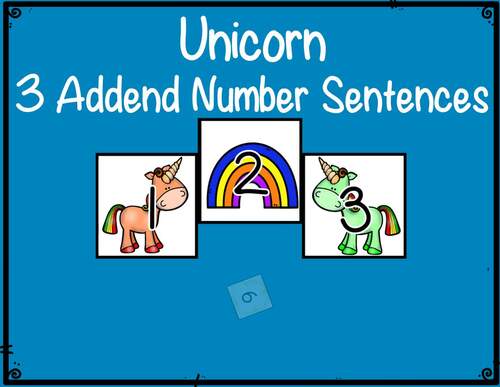 Unicorn Build 3 Addend Addition & Subtraction Number Sentences | TPT