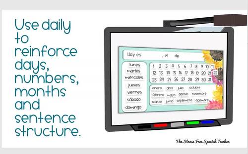 Practicing the DATE in SPANISH FECHA Mensajes de la Manana SUNFLOWER theme