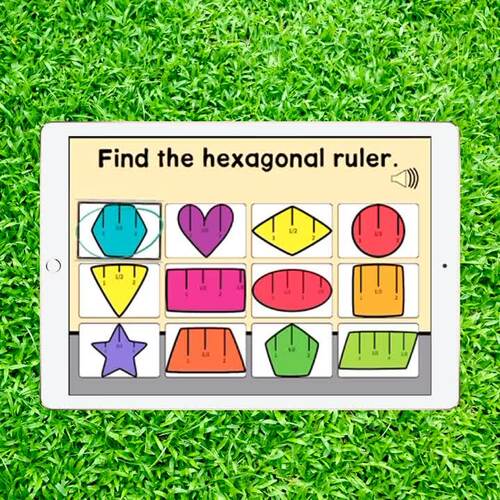 Find the Back to school Shapes | BOOM CARDS with audio | HEXAGON