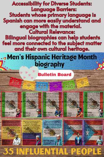 Men's Hispanic Heritage Month Biography Poster Bulletin Board Spanish ...