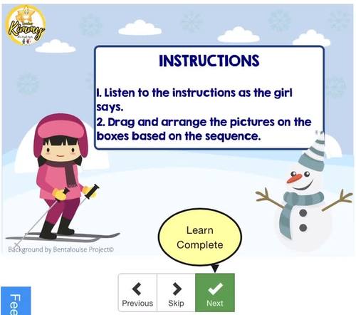 Winter Auditory Sequential Memory Picture Sequencing Boom Cards | TPT