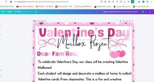 Valentine’s Day Mailbox Project Letter to Parents | Classroom Valentine ...
