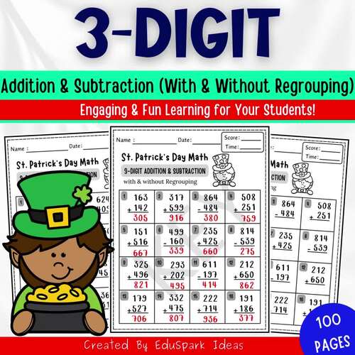 3 Digit Mixed Addition and Subtraction (With and Without Regrouping ...