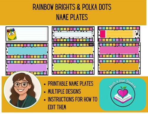 Rainbow Brights & Polka Dots Nameplates by Hearts & High Standards