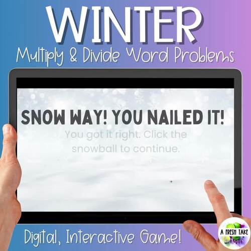 Winter Multiplication Division Word Problem Math Snowball Fight Game ...
