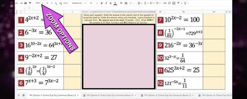 PIXEL ART: Solve Exponential Equations (Common Base Level 2) DISTANCE ...
