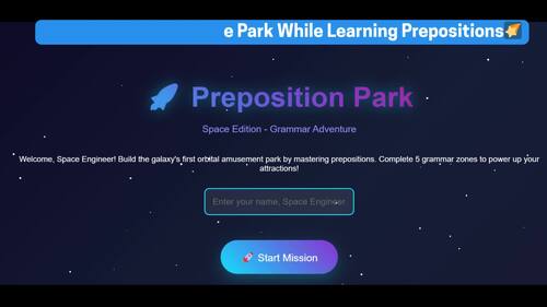 Prepositions Digital Game | Grammar Review | Theme Park Activity | Self ...