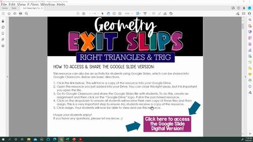Geometry Exit Tickets Right Triangles & Trig PRINT & DIGITAL by Kacie ...