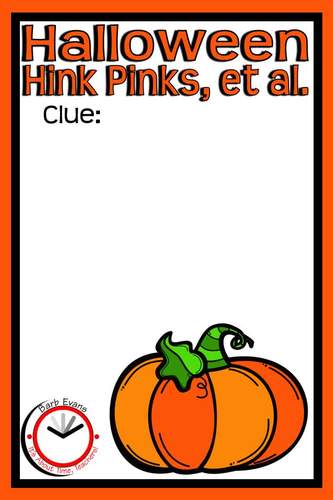 HALLOWEEN HINK PINK, et al. PUZZLES Word Riddles Task Cards by Barbara ...