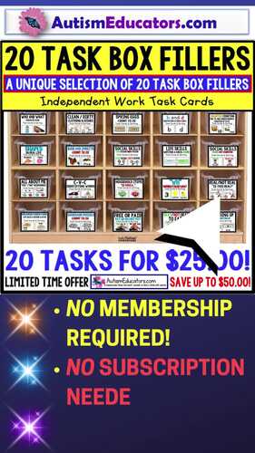 AUTISM EDUCATORS Custom Task Box Filler Activities BUNDLE for ERIN D.