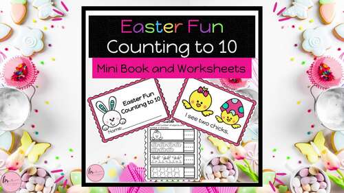 Easter Kindergarten Math Worksheet Activity and Mini Book Counting to 10