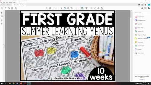 First Grade Summer Learning Menus | GOOGLE SLIDES™ | | TPT